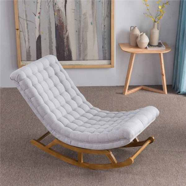 Gloria Modern Design Rocking Lounge Chair Fabric Upholstery and Wood F ...